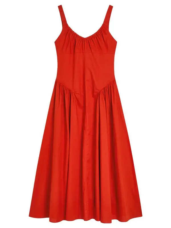 Faithfull The Brand Olas Cotton Midi Dress - Red