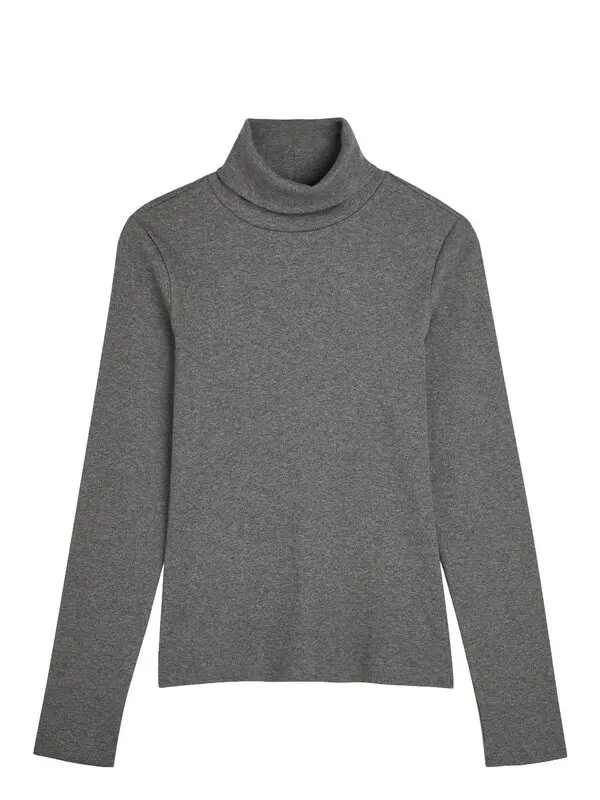 FLORE FLORE Dinah Turtleneck Cotton Top - Grey
