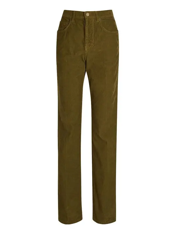 Saint Laurent Bootcut Corduroy Trousers - Khaki