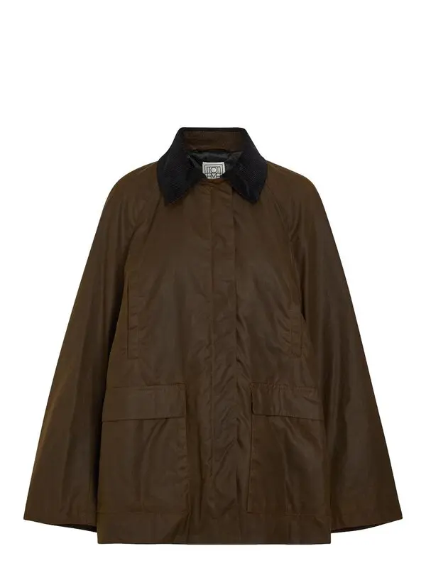TOTEME Corduroy-trimmed Waxed Cotton Jacket - Dark Brown