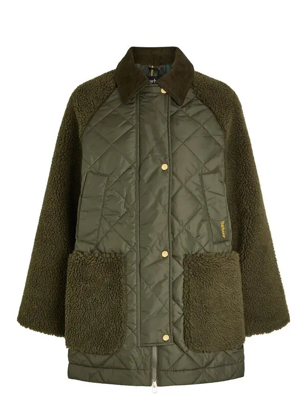 Barbour Barden Quilted Fleece And Shell Jacket - Green