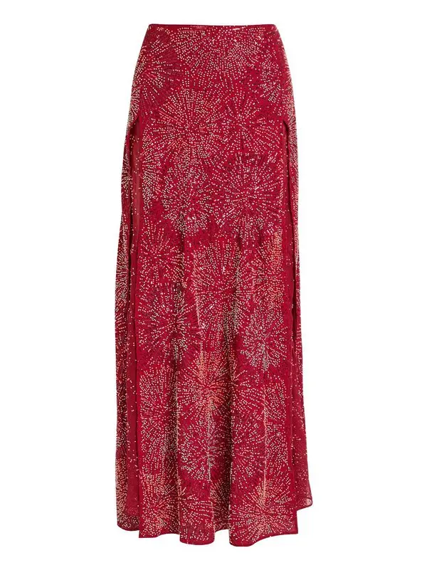 Rabanne Bead-embellished Chiffon Maxi Skirt - Red