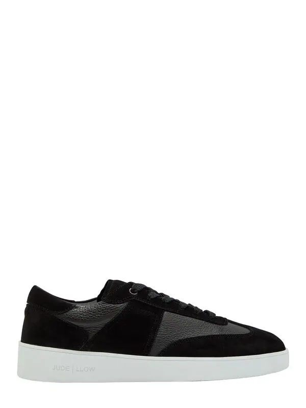 JUDE LLOW Pierre Panelled Grained Leather Sneakers - Black