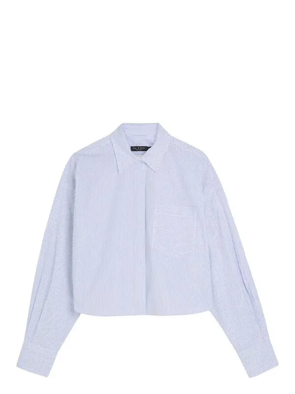 Rag & Bone Marin Striped Cropped Cotton-poplin Shirt - Blue