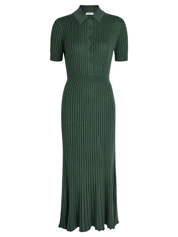Gabriela Hearst Amor Ribbed Cashmere-blend Midi Shirt Dress - Green