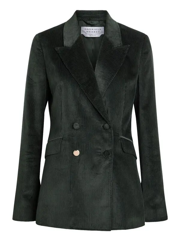Gabriela Hearst Angela Double-breasted Corduroy Blazer - Green