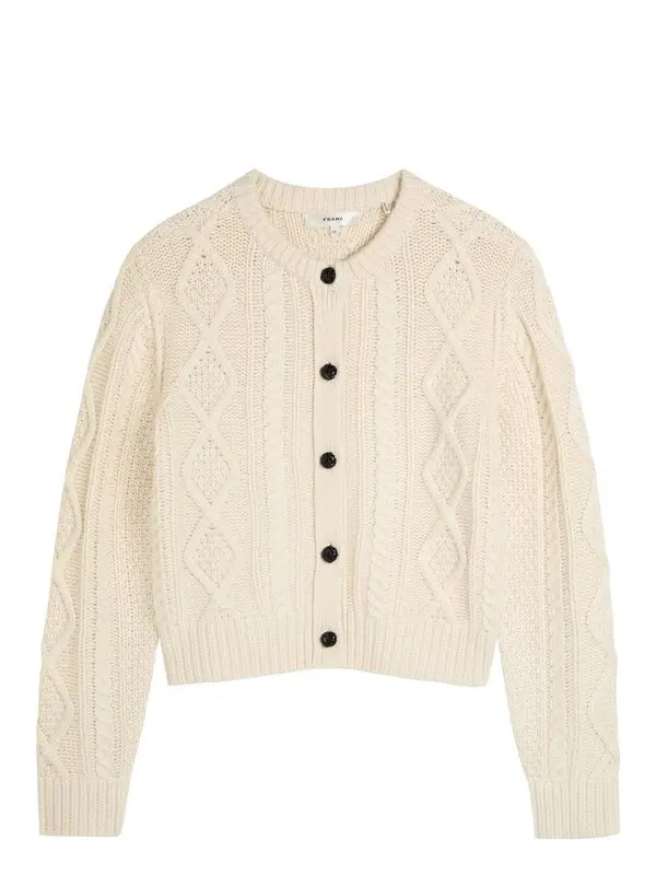FRAME Cable-knit Cashmere Cardigan - Cream