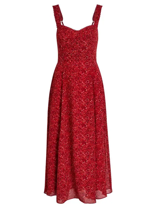 REFORMATION Lela Floral-print Georgette Midi Dress - Red
