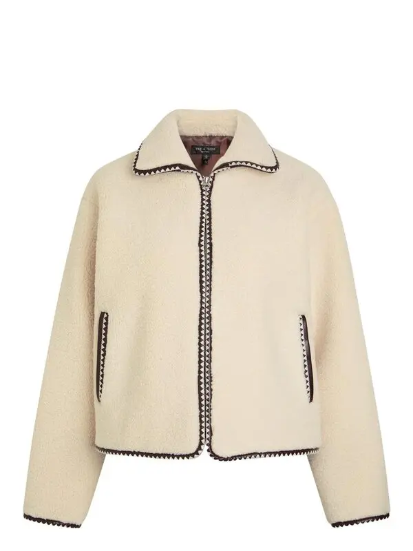 Rag & Bone Mai Whipstitch-trimmed Fleece Jacket - Ivory