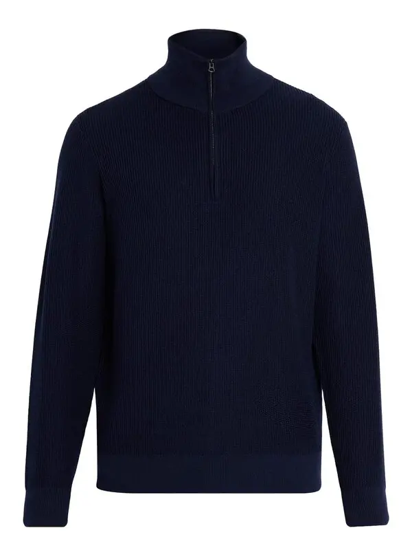 Rag & Bone Joel Ribbed Quarter-zip Sweater - Navy