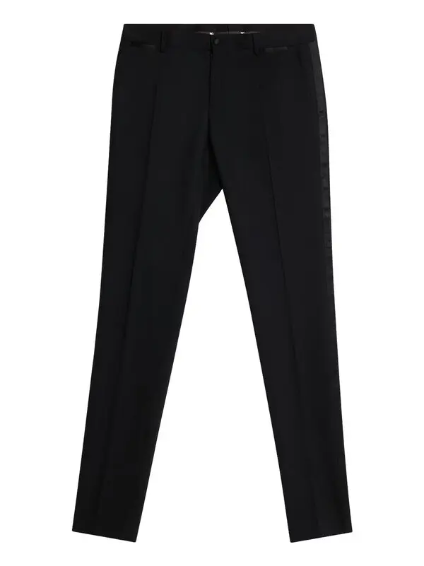 Dolce & Gabbana Wool-blend Trousers With Silk Trim - Nero