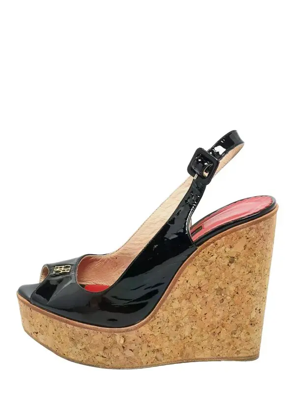 Carolina Herrera Logo-appliqué Wedges - Black