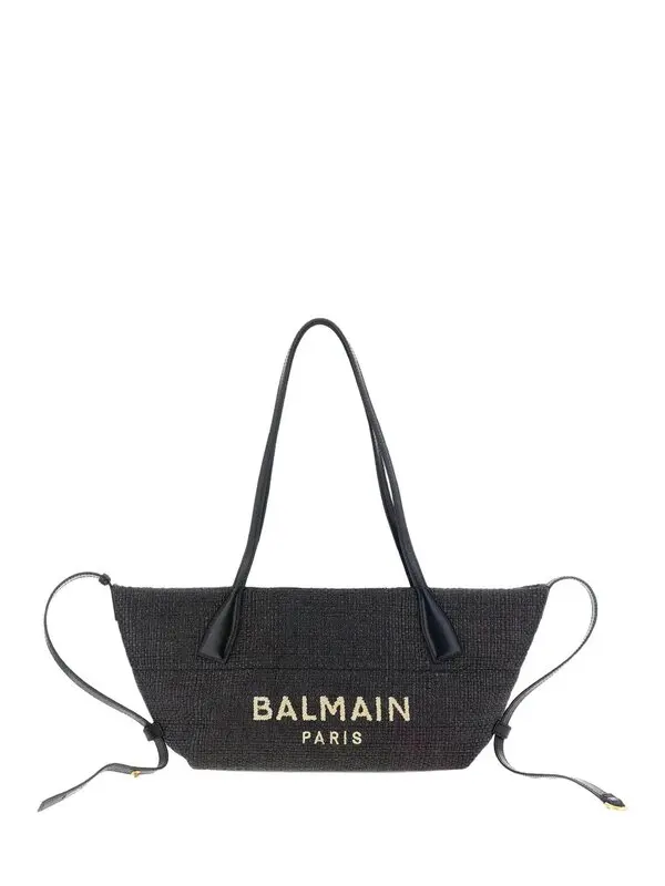 Balmain Raffia Tote Bag - Black