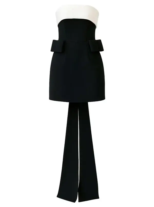 THE NEW ARRIVALS ILKYAZ OZEL Lalani Bow-detail Mini Dress - Black