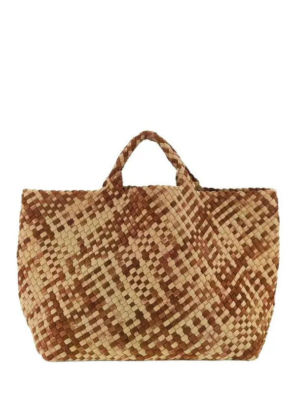 NAGHEDI Large Handwoven Two-tone Tote Bag - Neutrals