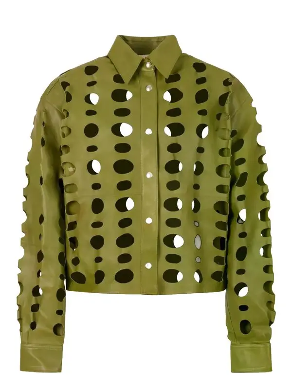 Marni Cut-out Leather Shirt - Green