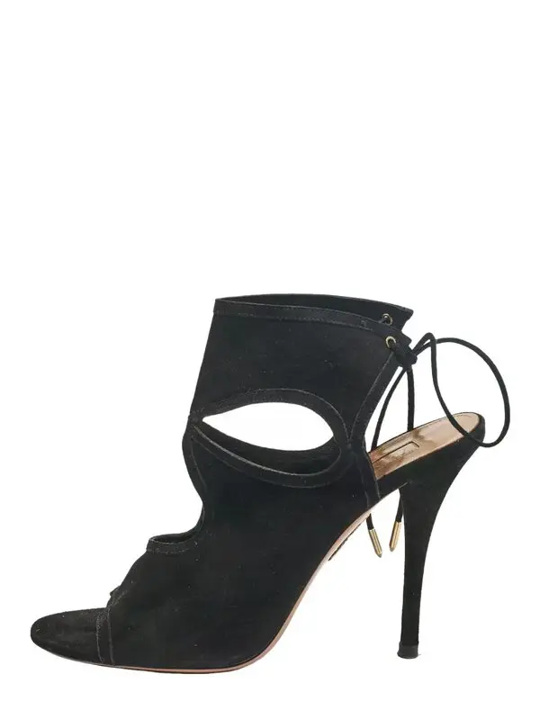 AQUAZZURA Cut-out Suede Sandals - Black