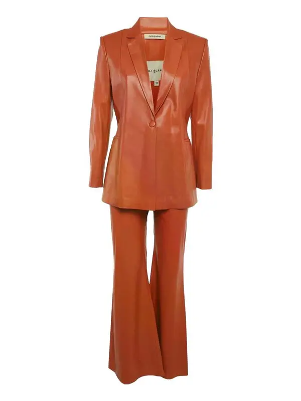 LILI BLANC Vintage Artificial Leather Pants Suit - Orange