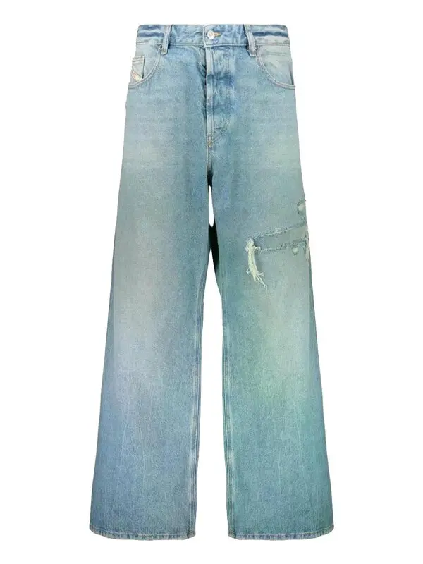 Diesel Light Ripped Wide Leg Jeans - Blue
