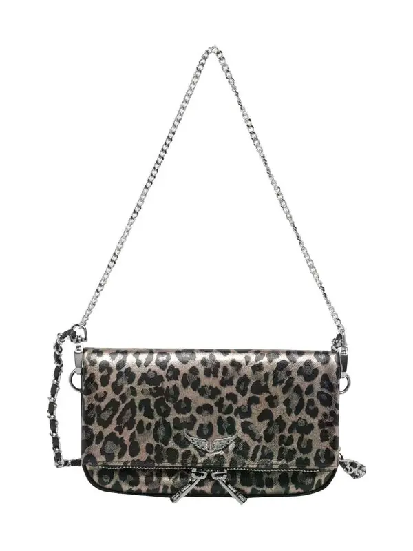 Zadig&Voltaire Nano Rock Leopard-effect Shoulder Bag - Grey