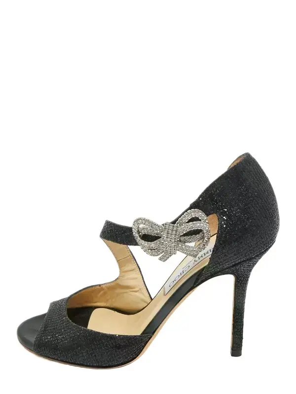 JIMMY CHOO Glitter Peep-toe Pumps - Black