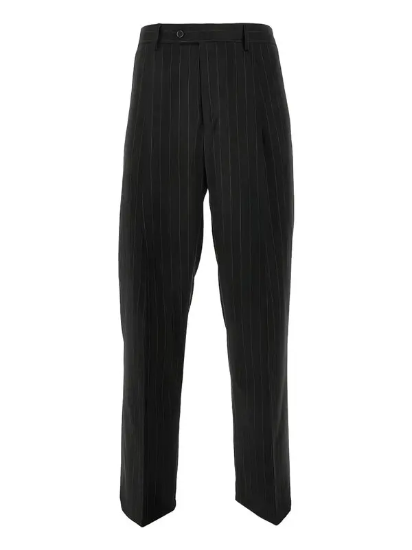 MARSEM Pinstripe Pleated Trousers - Black
