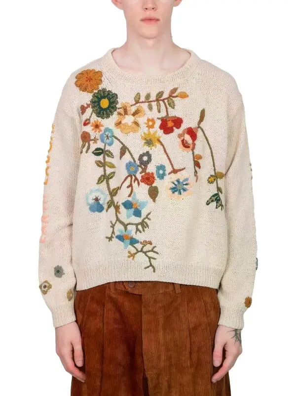 STORY MFG. Piper Floral Embroidered Sweater - Neutrals