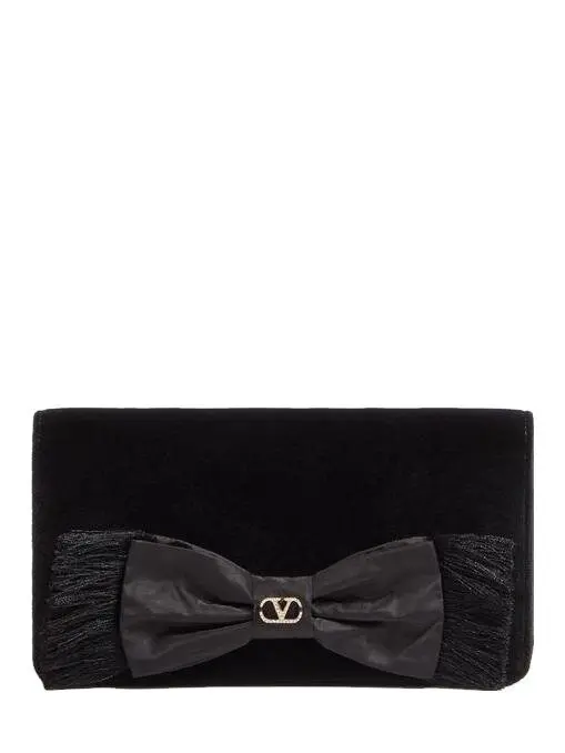 Valentino Garavani Vlogo Signature Mini Velvet Shoulder Bag - Black