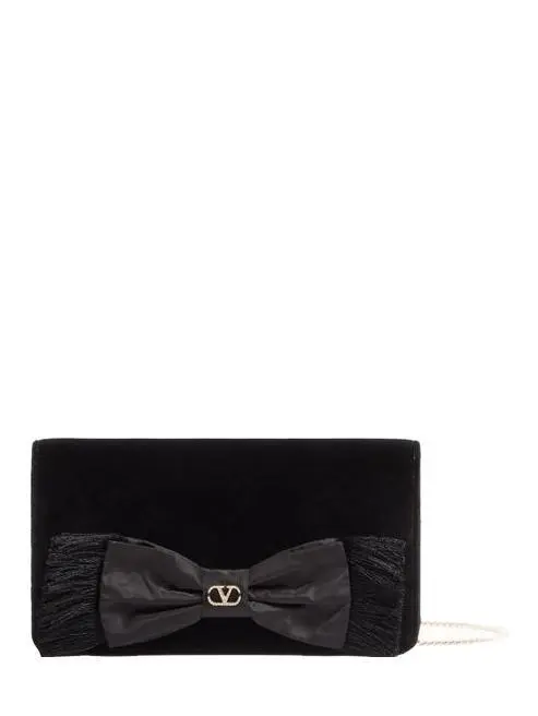 Valentino Garavani Vlogo Signature Mini Velvet Shoulder Bag - Black