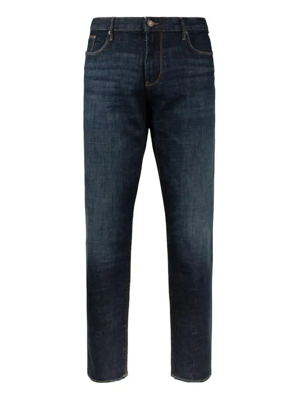 Emporio Armani J06 Slim-fit Jeans In Washed Denim - Blue