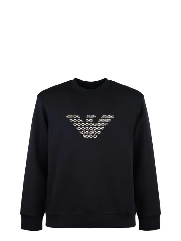Emporio Armani Maxi Logo Embroidered Sweatshirt - Blue