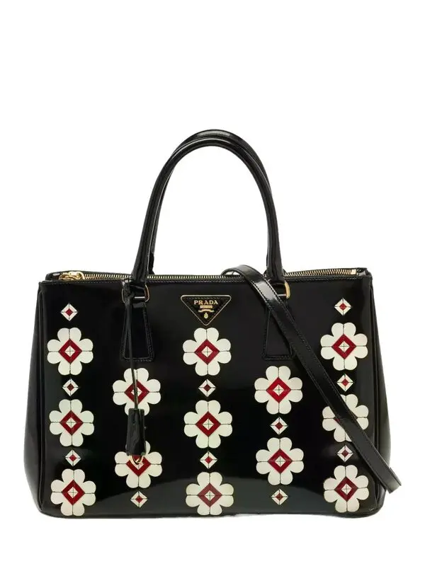 Prada Galleria Floral Tote Bag - Black