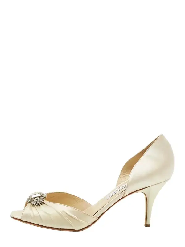 JIMMY CHOO Embellished Satin Sandals - Neutrals