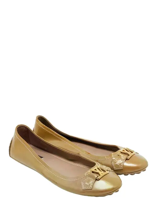 LOUIS VUITTON Oxford Patent-leather Ballet Flats - Brown