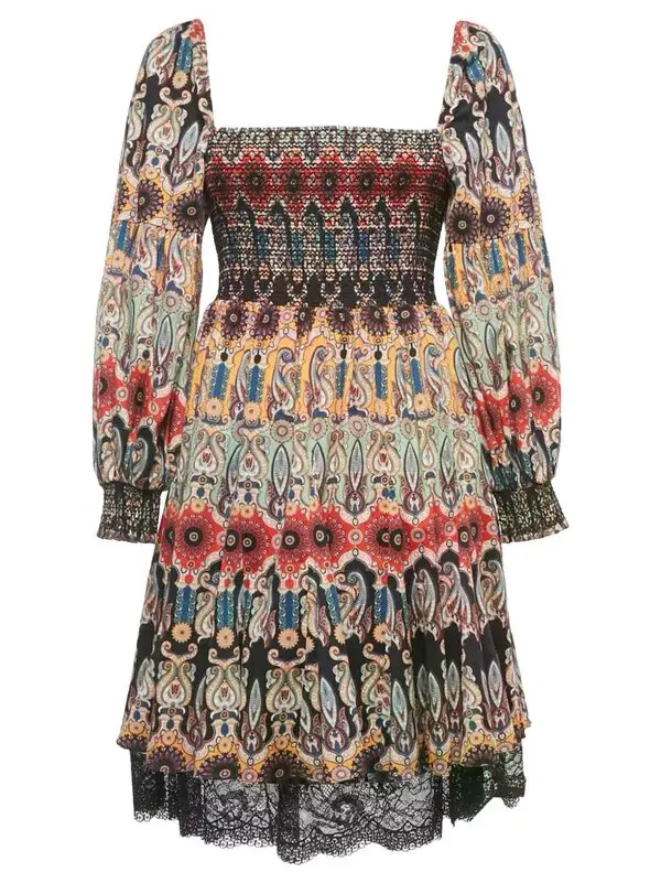 Alice + Olivia Paisley-print Mini Dress - Neutrals