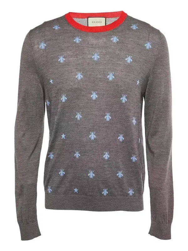 Gucci Bee And Star Motif Sweater - Grey
