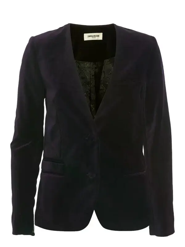 Zadig&Voltaire Vadim Velvet Embroidered Blazer - Purple