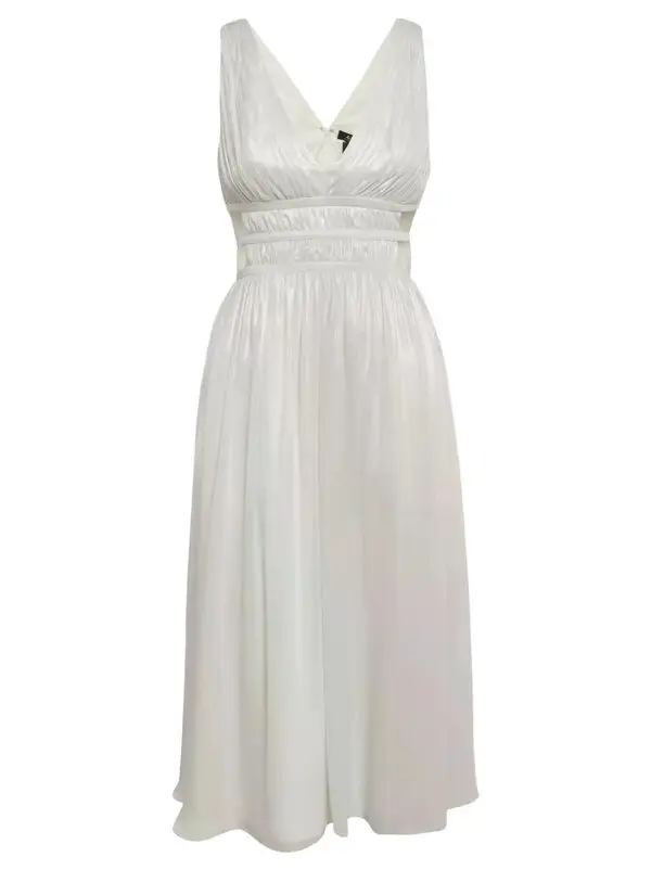 Aidan Mattox Cut-out Gathered Midi Dress - White