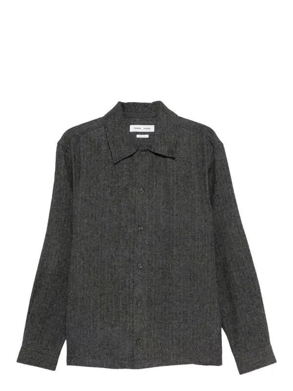 SAMSOE SAMSOE Herringbone Buttoned Shirt Jacket - Grey