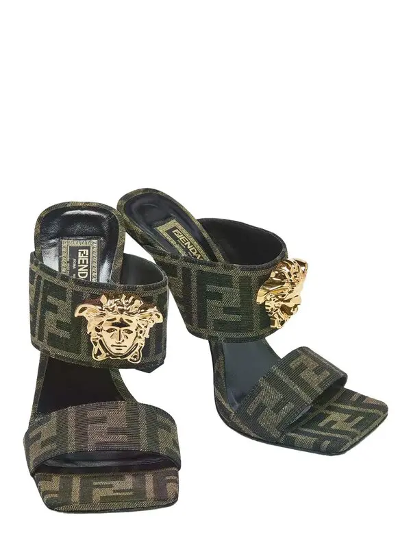 Fendi X Versace Zucca Medusa Sandals - Brown