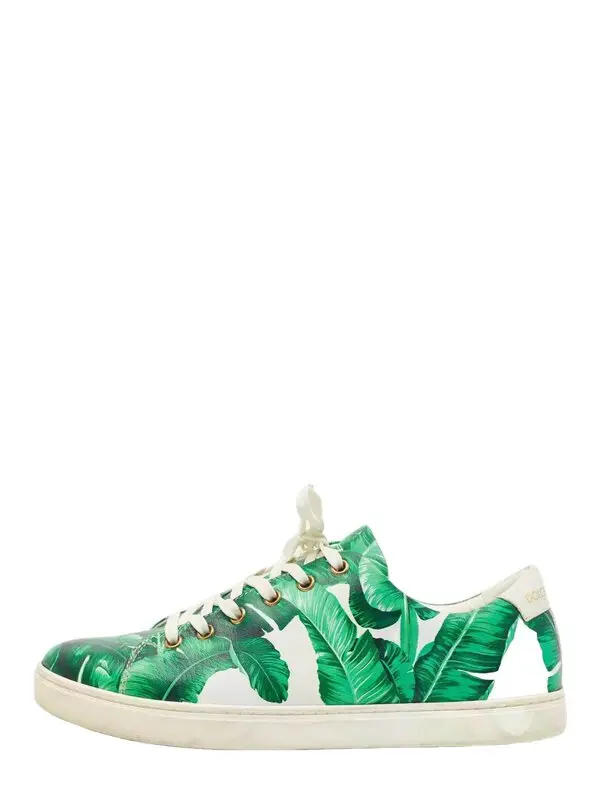 Dolce & Gabbana Banana Leaf Print Leather Sneakers - Green