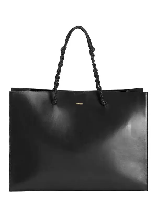 JIL SANDER Tangle Tote With Knotted Handle And Embossed Logo - Black