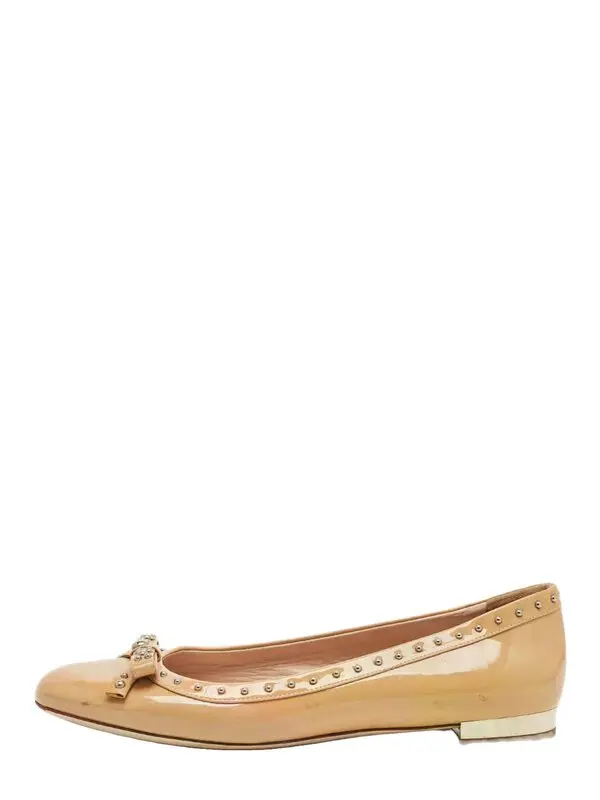 Miu Miu Studded Leather Ballerinas - Neutrals