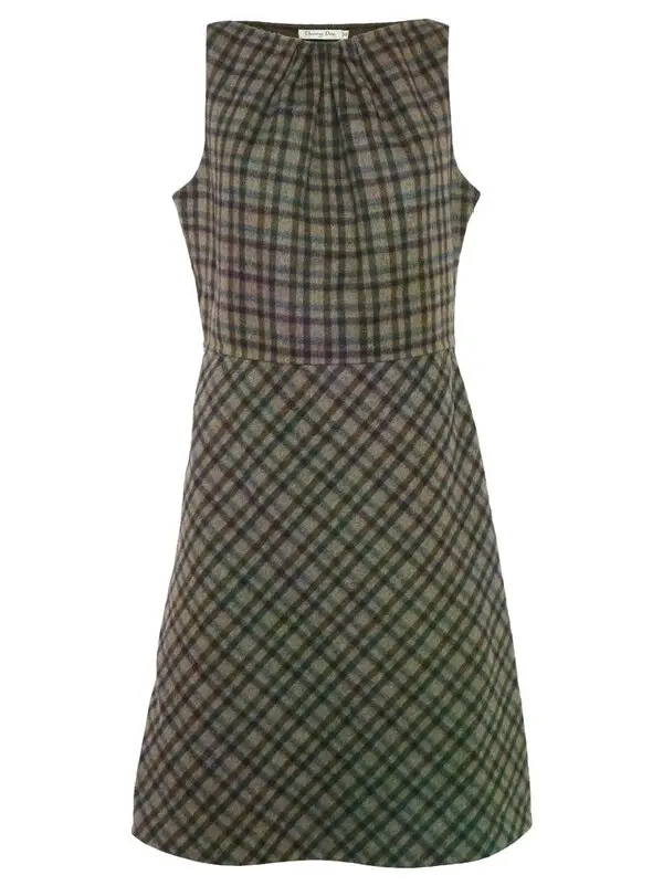 Dior Plaid Flared Mini Dress - Brown