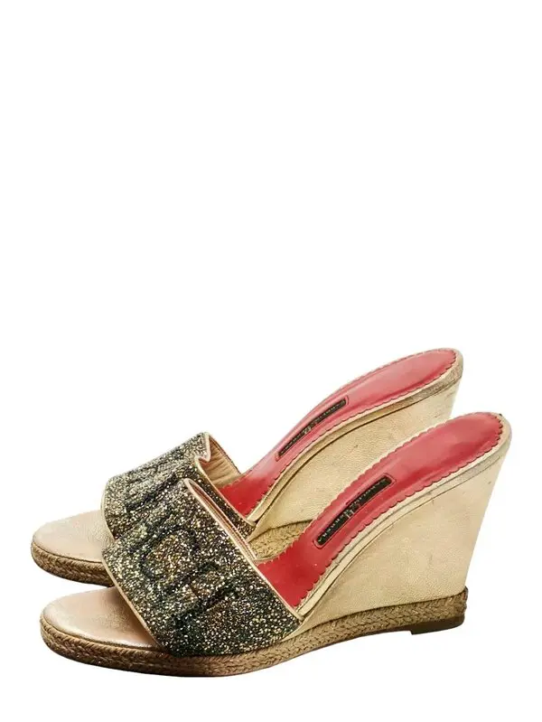 Carolina Herrera Glitter-embellishment Wedge Sandals - Gold