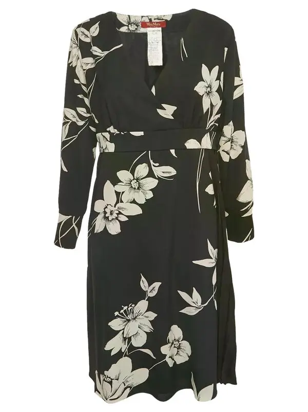 Max Mara Floral-print Midi Dress - Black