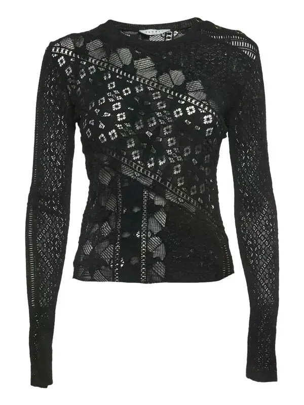 Sandro Lace Long-sleeve Top - Black