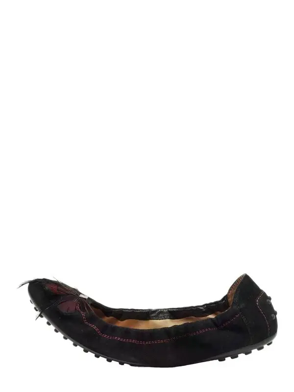 TOD'S Feather-detail Ballet Flats - Black