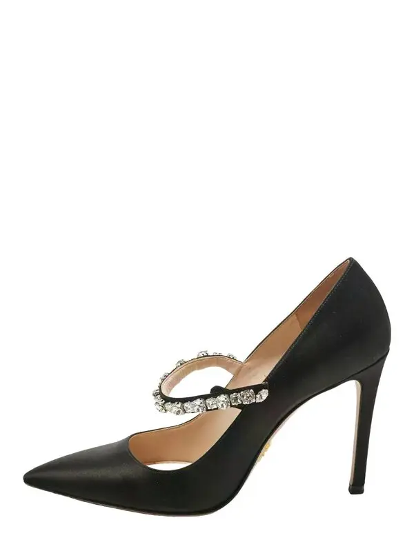 Prada Satin Crystal-embellished Pumps - Black