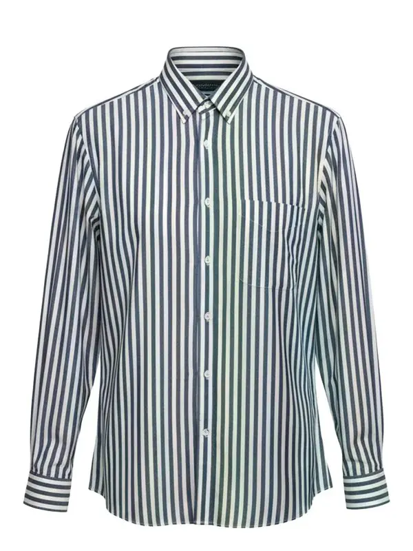 Brunello Cucinelli Striped Pocket Shirt - Blue